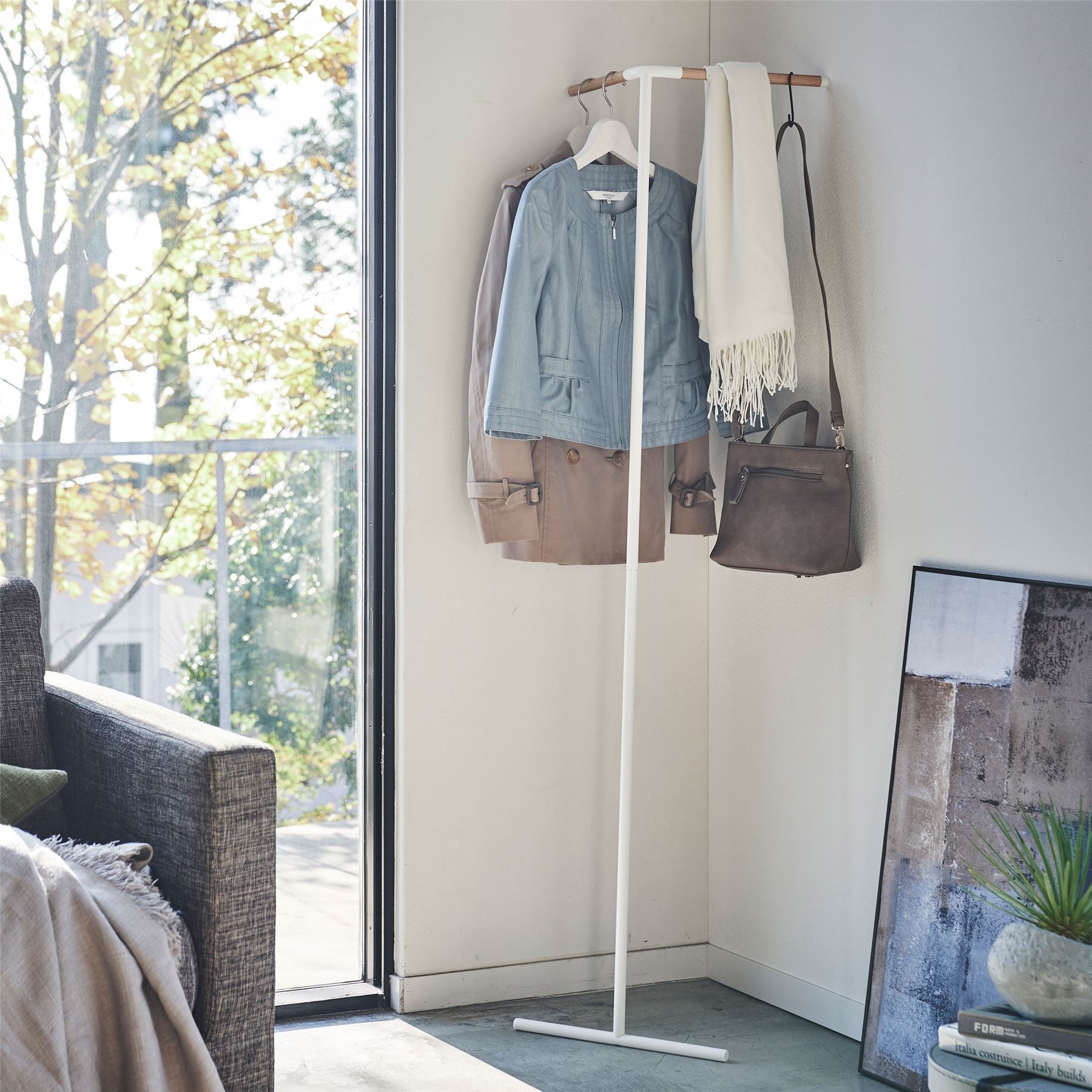 Leaning Corner Coat Rack – Not A Boring Box